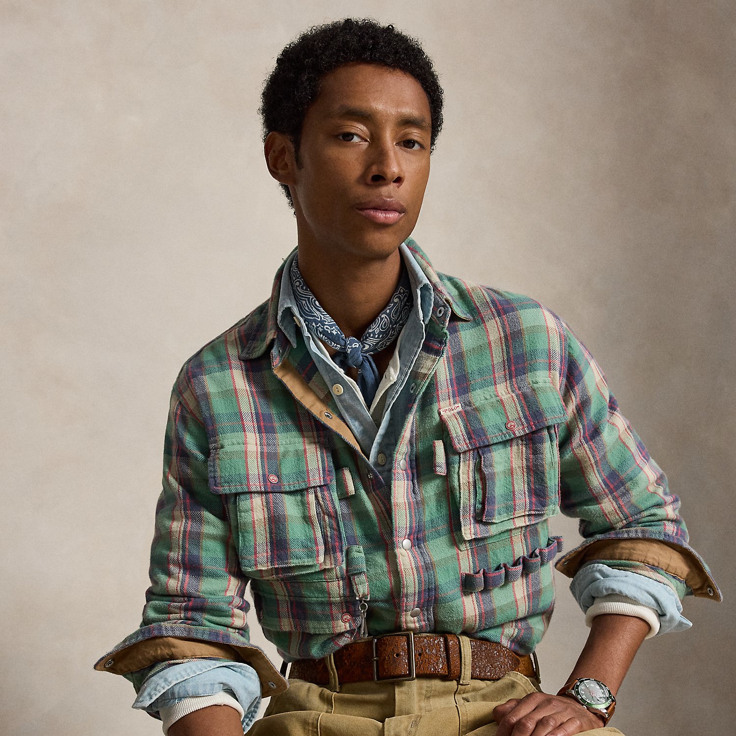 RALPH LAUREN classic fit plaid brushed flannel shirt